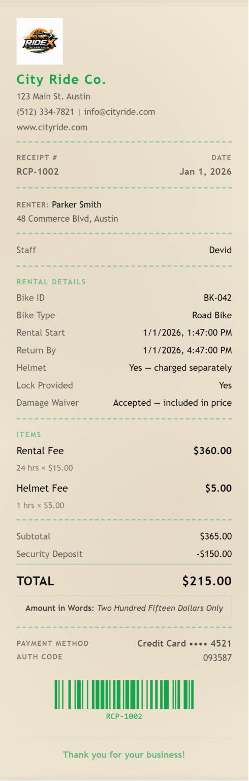 Free Taxi Receipt Generator — Printable Cab Receipt Template