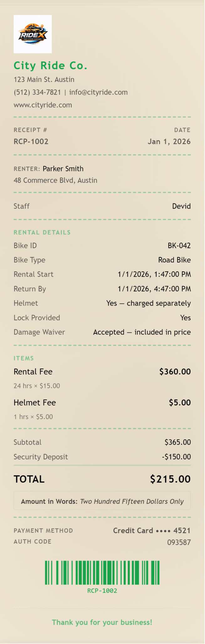Free Taxi Receipt Generator — Printable Cab Receipt Template