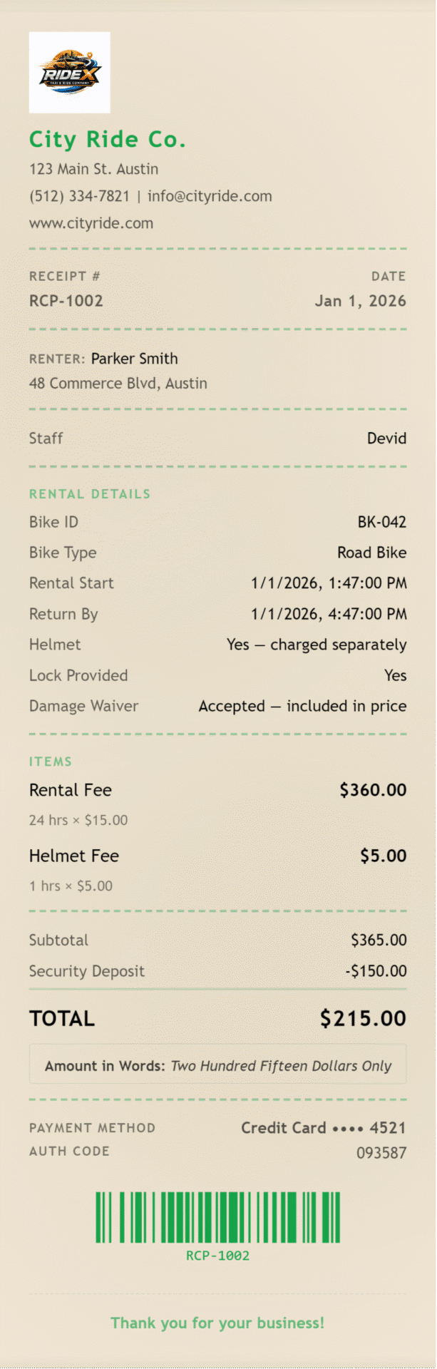 Free Taxi Receipt Generator — Printable Cab Receipt Template